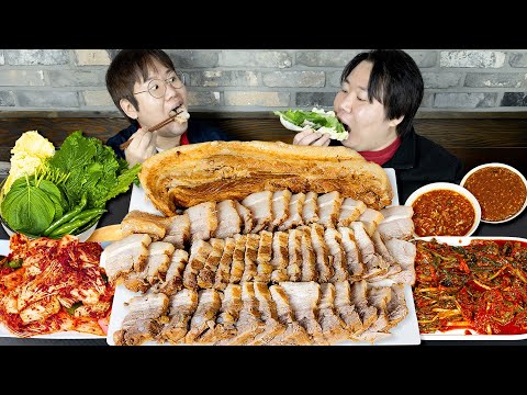ASMR MUKBANG | HOMEMADE PORK BELLY & SPICY KIMCHI & RECIPE EATING SOUND !