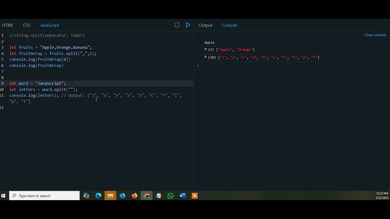 Split A String Into An Array Of Substrings In Javascript Youtube 7145