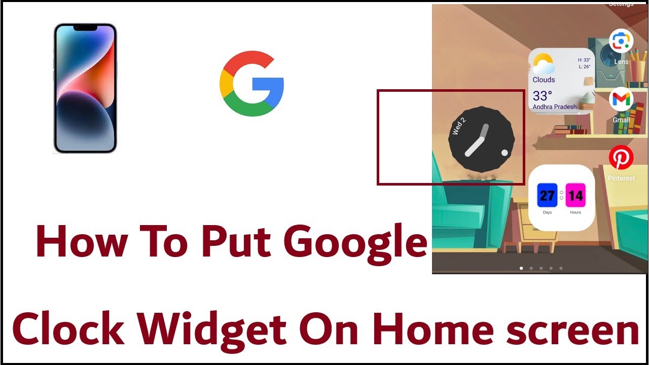 How To Put Google Clock Widget On Home Screen Mobile - YouTube