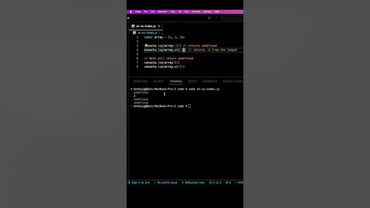 Arrayprototypeat Vs Square Brackets Arrayfunctions Coding Code Arraymethods