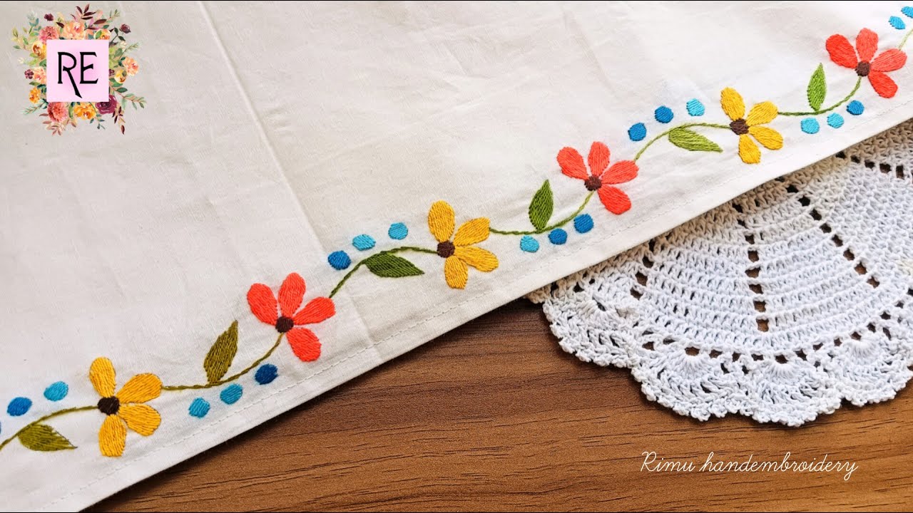 Hand embroidery simple border designs,easy embroidery grand look,easy ...