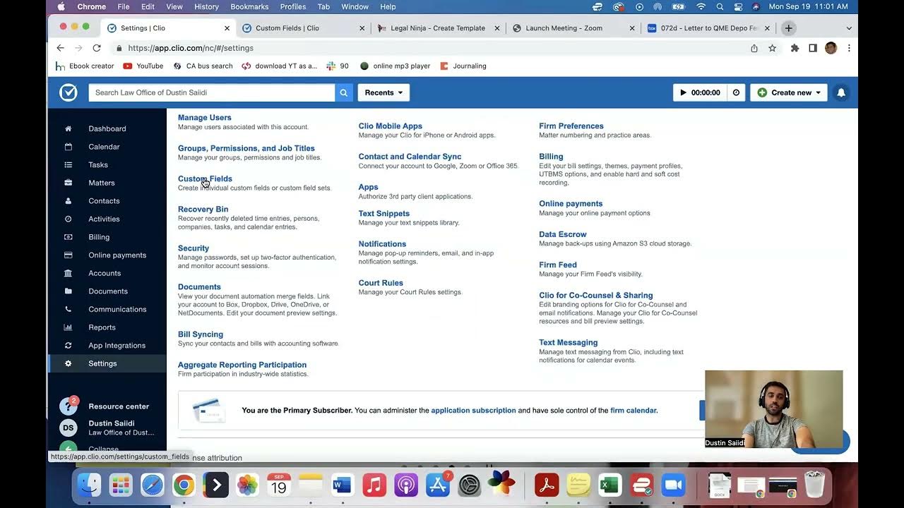 How to edit custom fields in Clio Case management software - YouTube