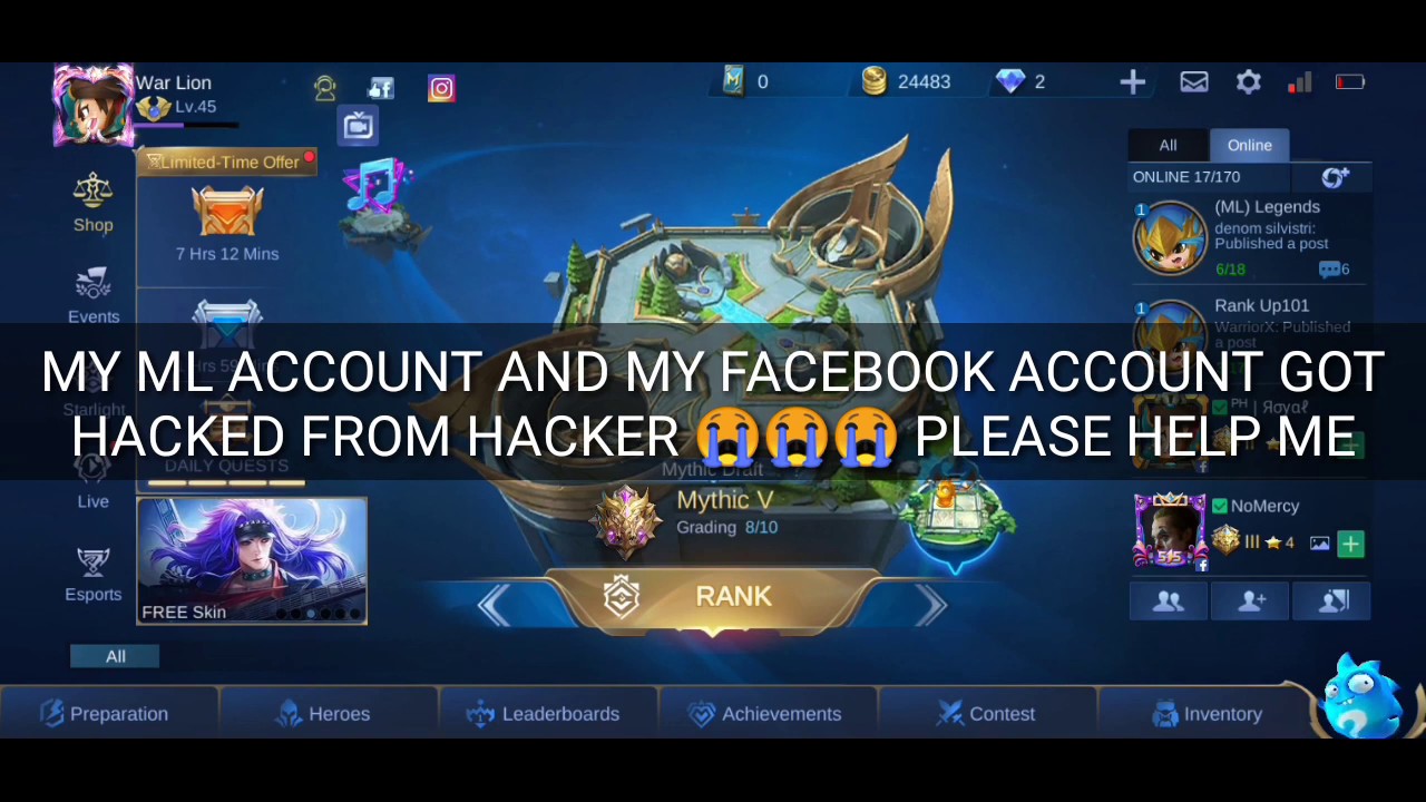 MY ML ACCOUNT IS HACK😭 - YouTube