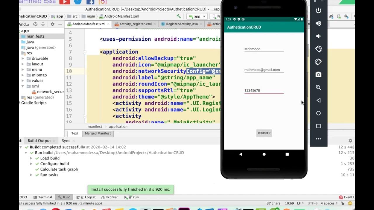 13 Android Java API Volley Full Project register & login test - YouTube
