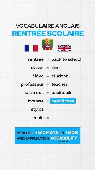 Le vocabulaire anglais de la rentrée scolaire 👨‍🏫 - YouTube
