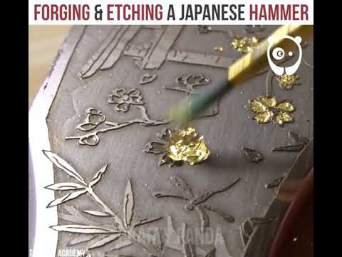 Forging & etching a Japanese hammer - YouTube