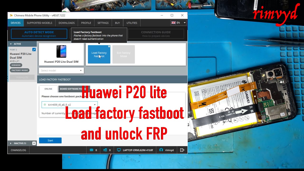 Huawei P20 lite, Load factory fastboot and unlock FRP - YouTube