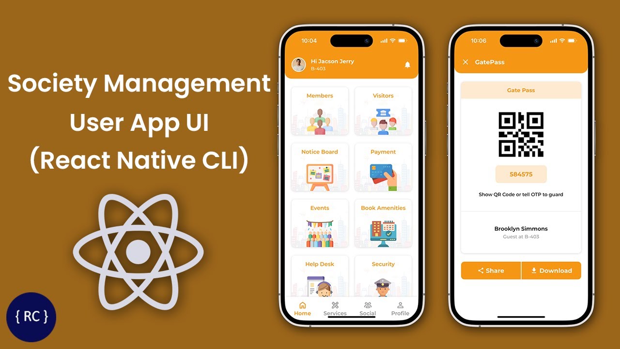 Society Management User App UI in React Native CLI | Society ...