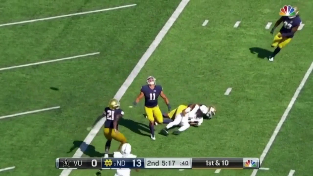 Asmar Bilal (Notre Dame LB #22) vs. Vanderbilt (2018) - YouTube