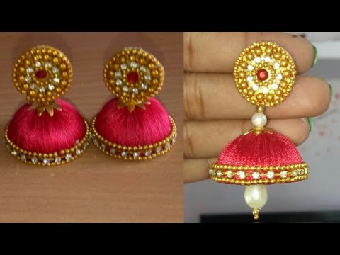 Party wear jhumka|Silk thread jhumka|Silk thread earrings|how to make ...