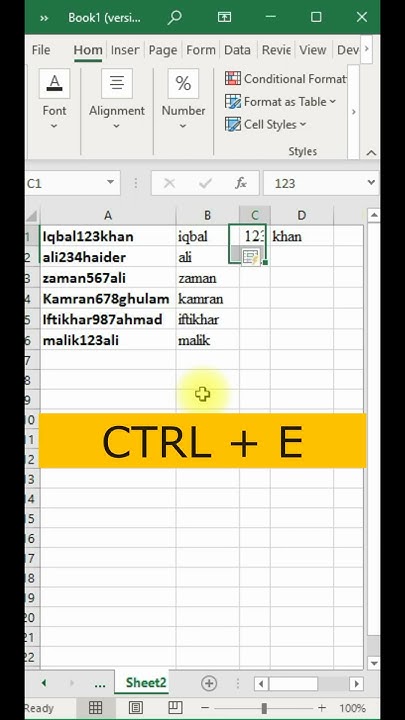 Extract data using flash fill|Excel Flash Fill shortcuts|CTRL + E|Excel Flash Fill tricks and ...