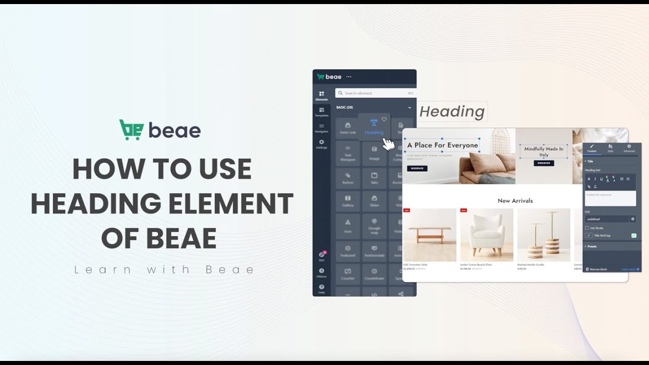 How To Use Heading Element Of Beae - YouTube