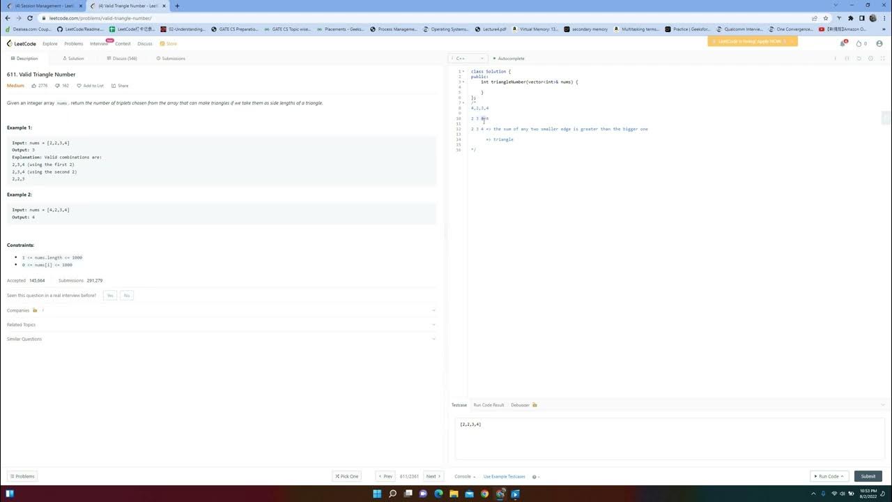 611. Valid Triangle Number - YouTube