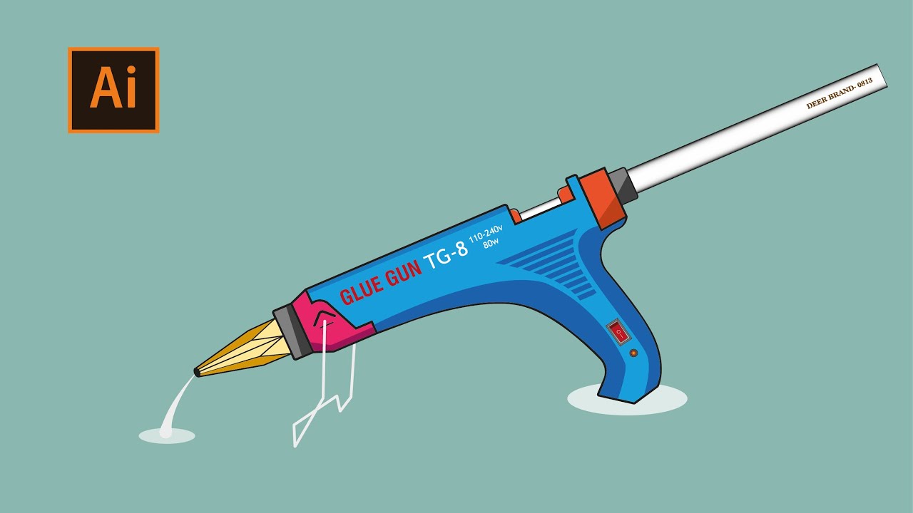 GLUE GUN Flat Design Illustration, Adobe Illustrator. - YouTube