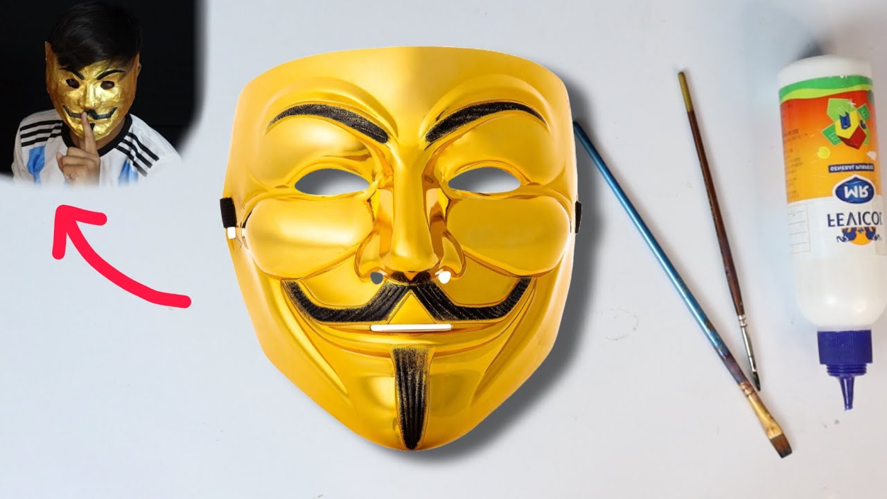 DIY Gold Hacker Anonymous Vendetta 3D Mask at Home | Easy - YouTube