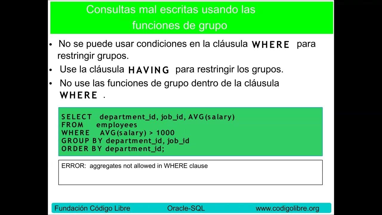 Oracle SQL - Funciones de Grupos - 26-03-2022 - YouTube