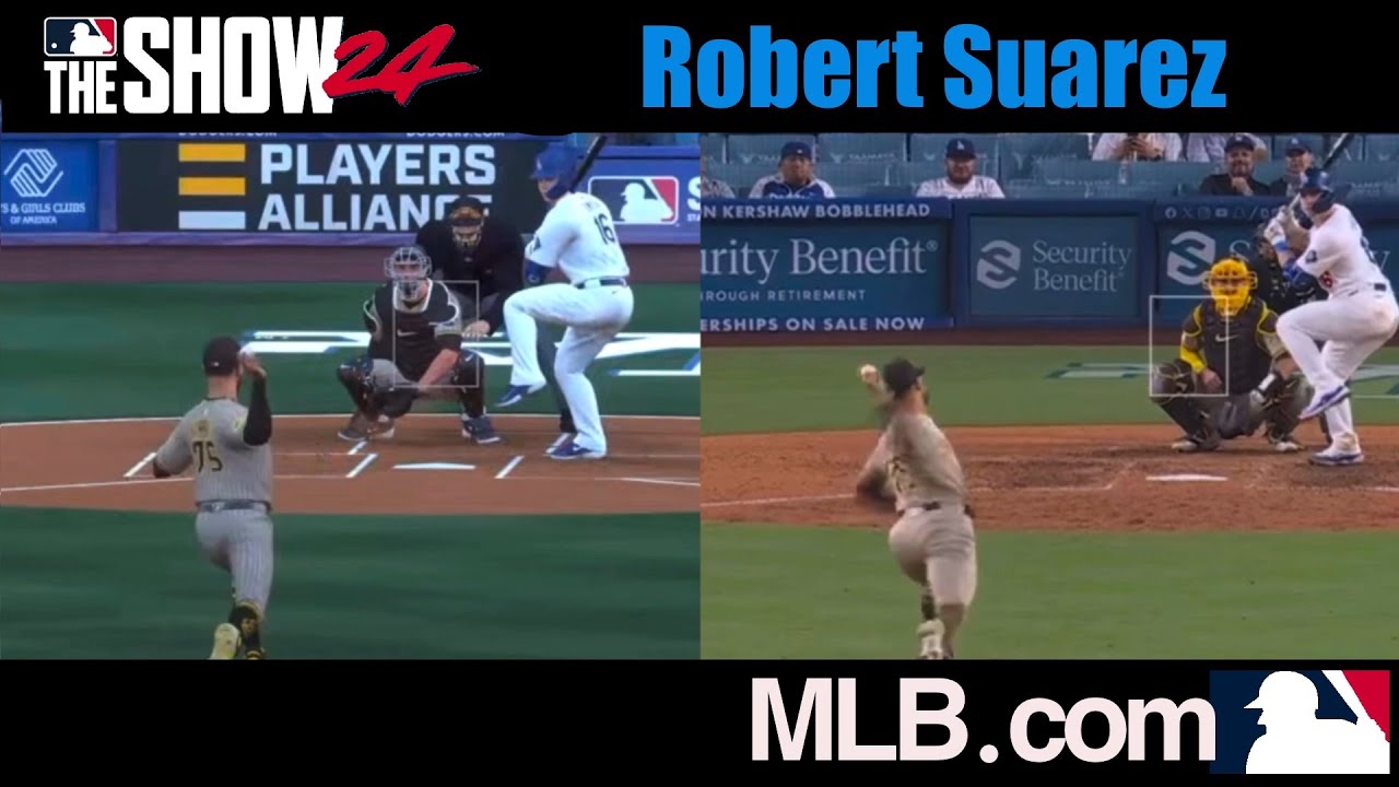 ⚾️ Robert Suarez - MLB the Show 24 vs Real Game Pitching Motion - YouTube