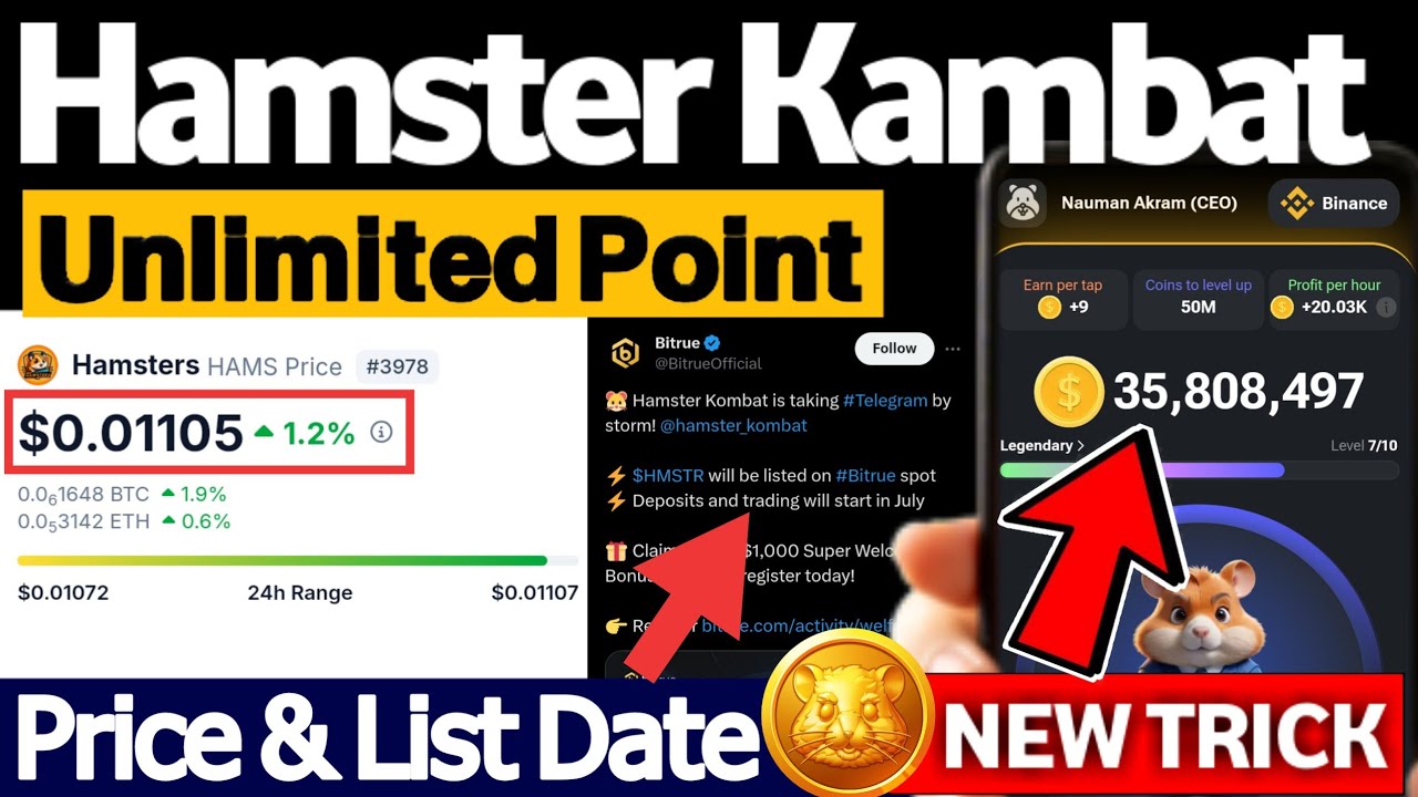 Hamster Kombat Mining Unlimited Point New Trick | Hamster Price $0.011 ...