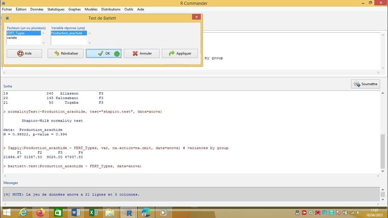 Analyse de la variance (anova à un ou deux facteurs) sur R et Rstudio ...