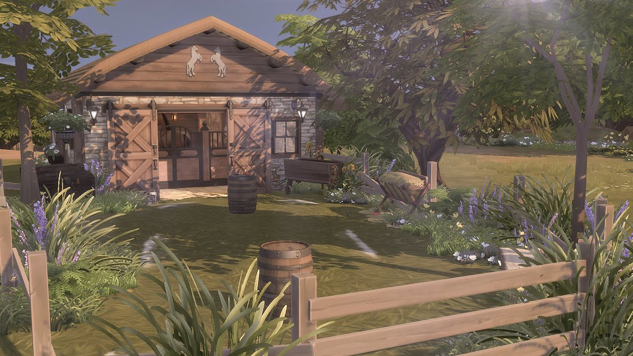 🐎 COZY HORSE STABLE🌳 | The Sims 4 Speed build | No CC - YouTube