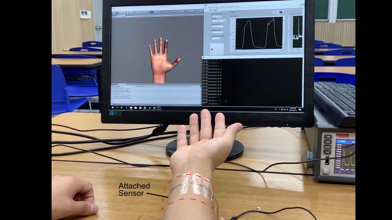 Finger motion detection by a deep-learned skin sensor - YouTube