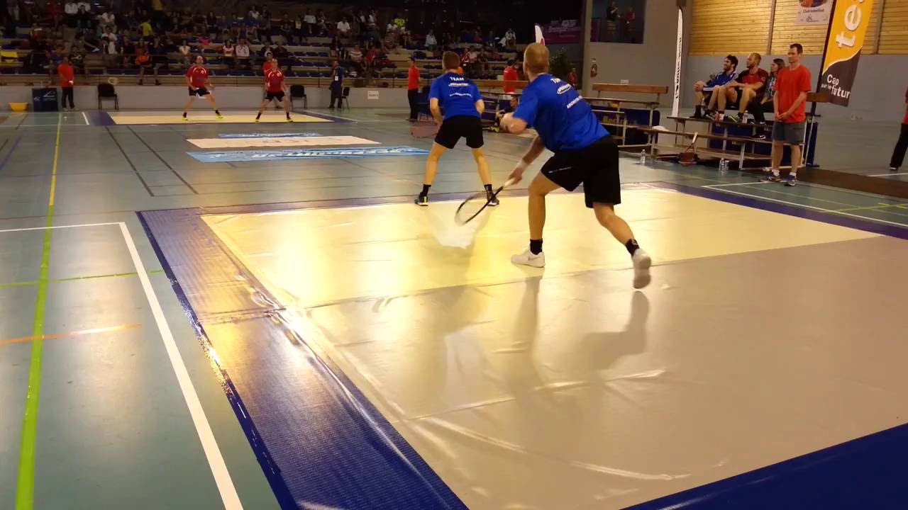 Crossminton European Championship 2016 open double 2nd set - YouTube