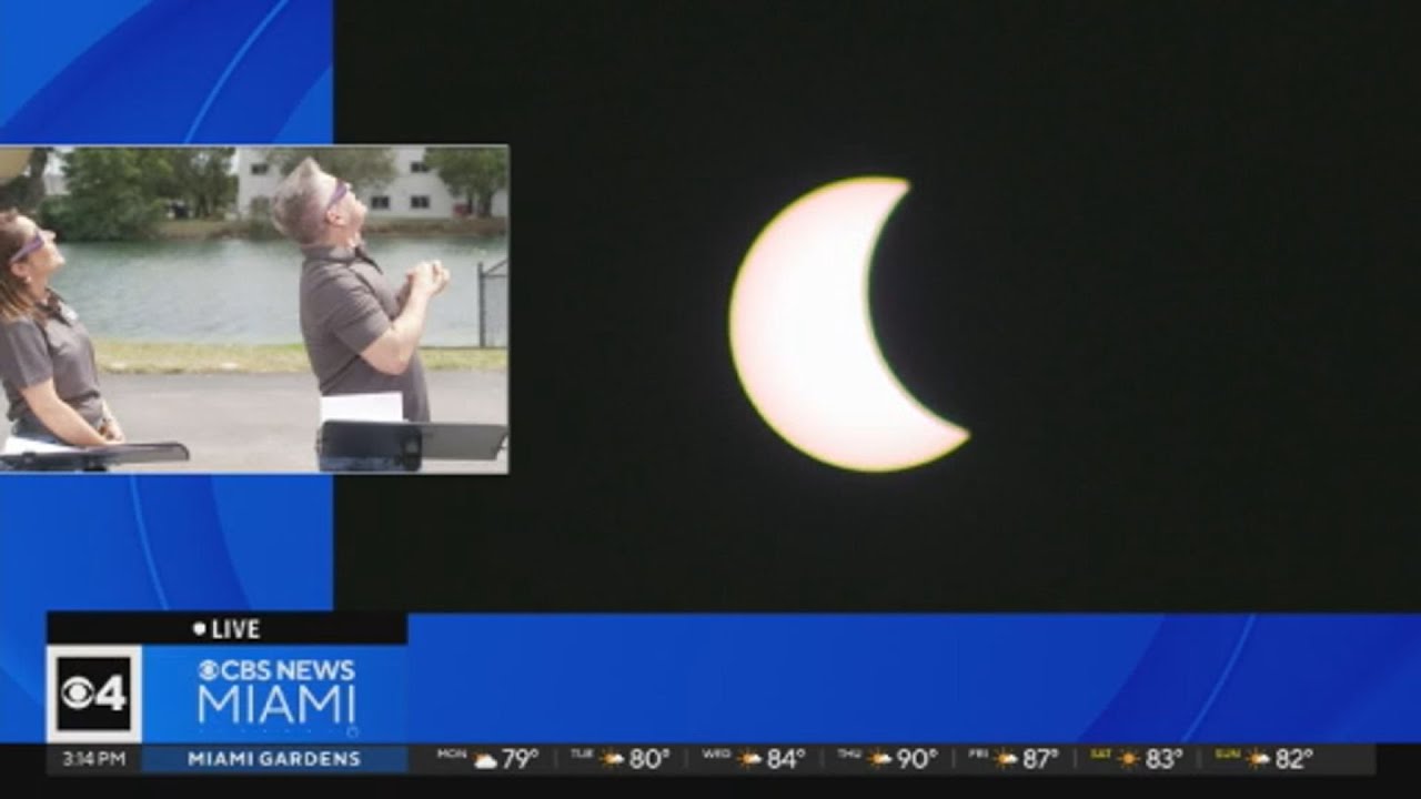 Partial Solar Eclipse Passes Through South Florida Skies! - YouTube