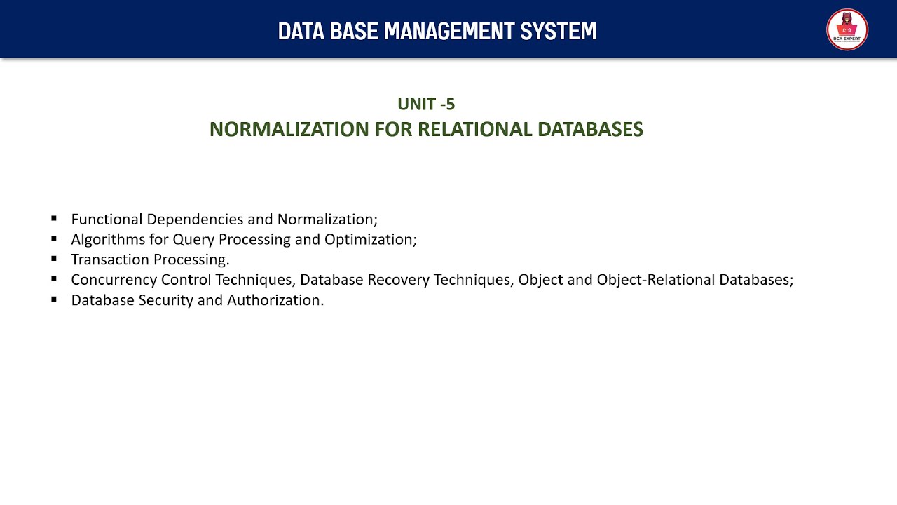 Normalization For Relational Databases Dbms Msccs Youtube