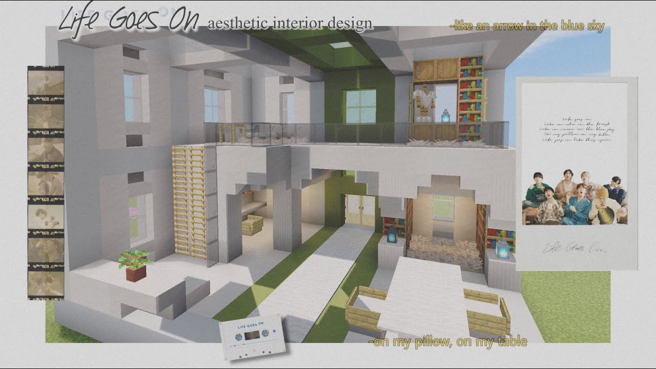 BTS (방탄소년단) ‘Life Goes On’-themed home interior 🪴 (𝚊𝚎𝚜𝚝𝚑𝚎𝚝𝚒𝚌 Minecraft ...