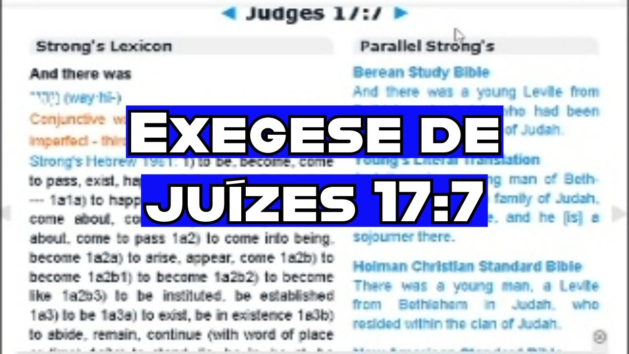 Exegese de juízes 17:7 - YouTube