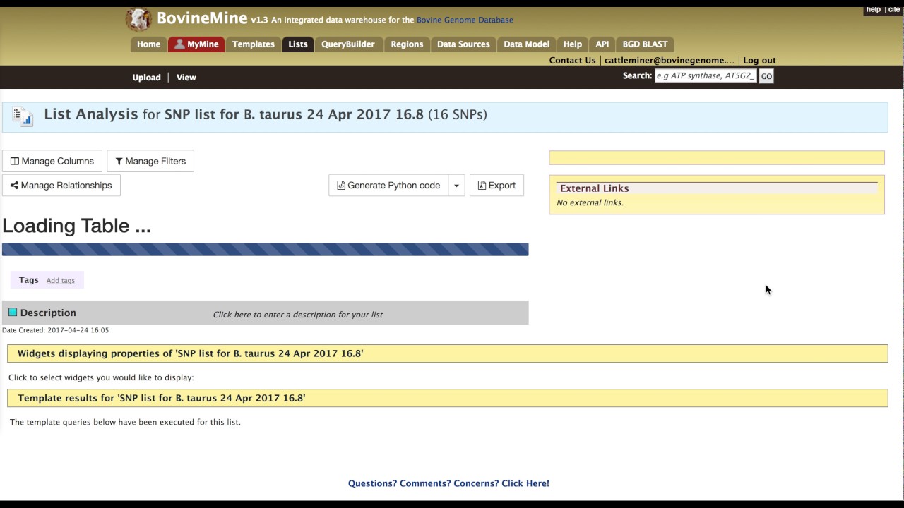 BovineMine - List Tool - YouTube