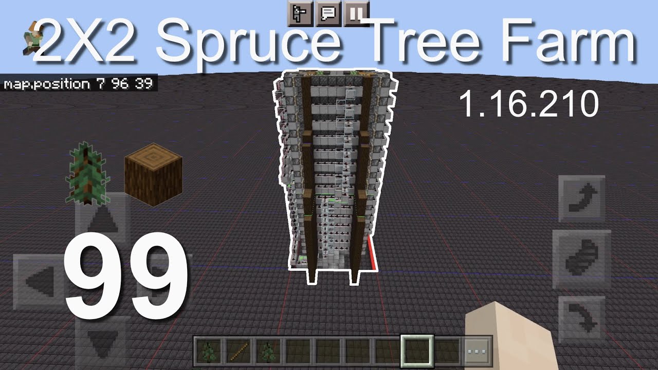 Minecraft Bedrock Tutorials(99) - How to build a 2X2 Spruce Tree Farm ...