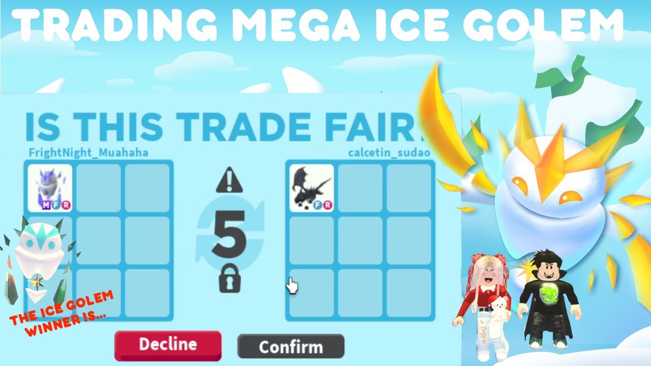 Trading Mega Neon Ice Golem Adopt Me - YouTube