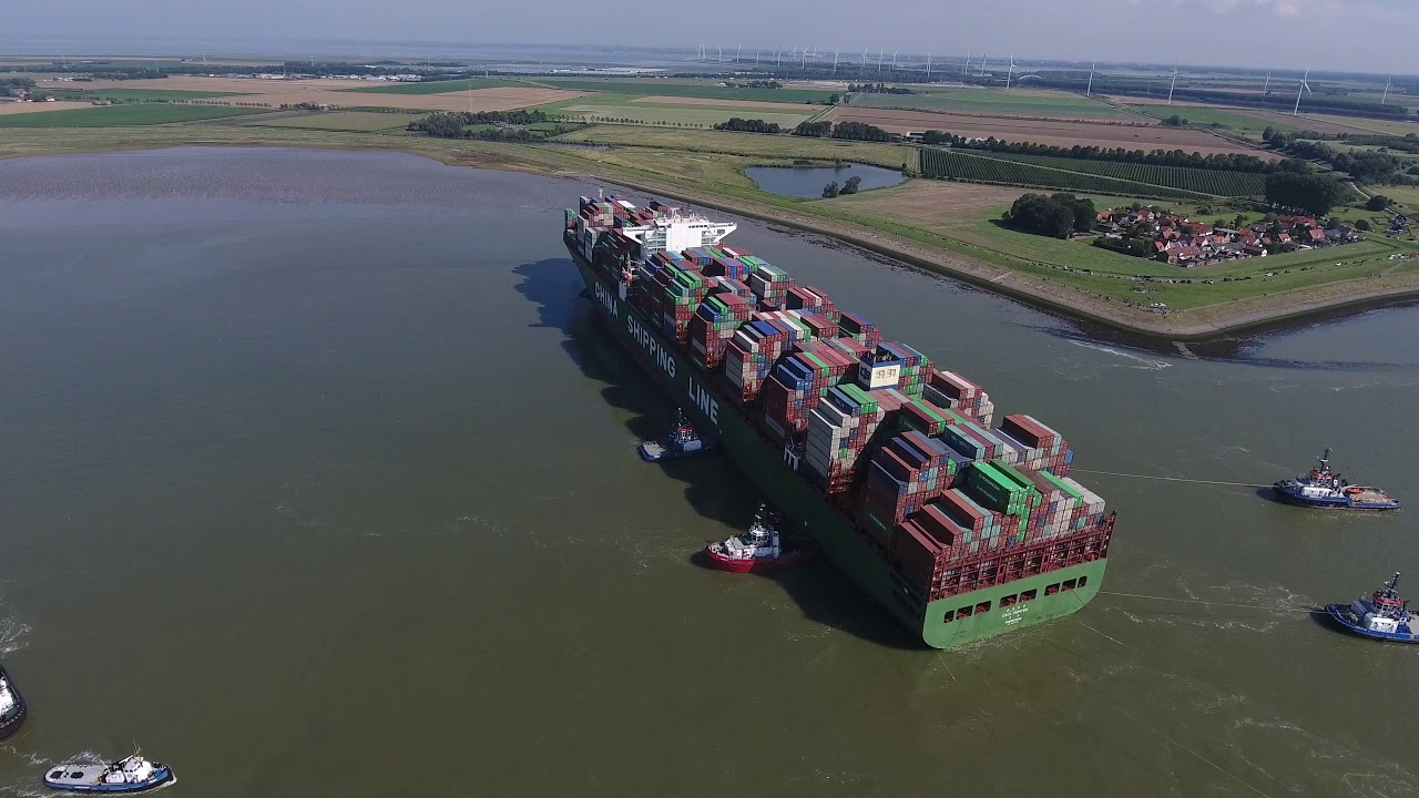 DJI Phantom 4 - CSCL Jupiter stuck at Westerschelde In the Netherlands ...