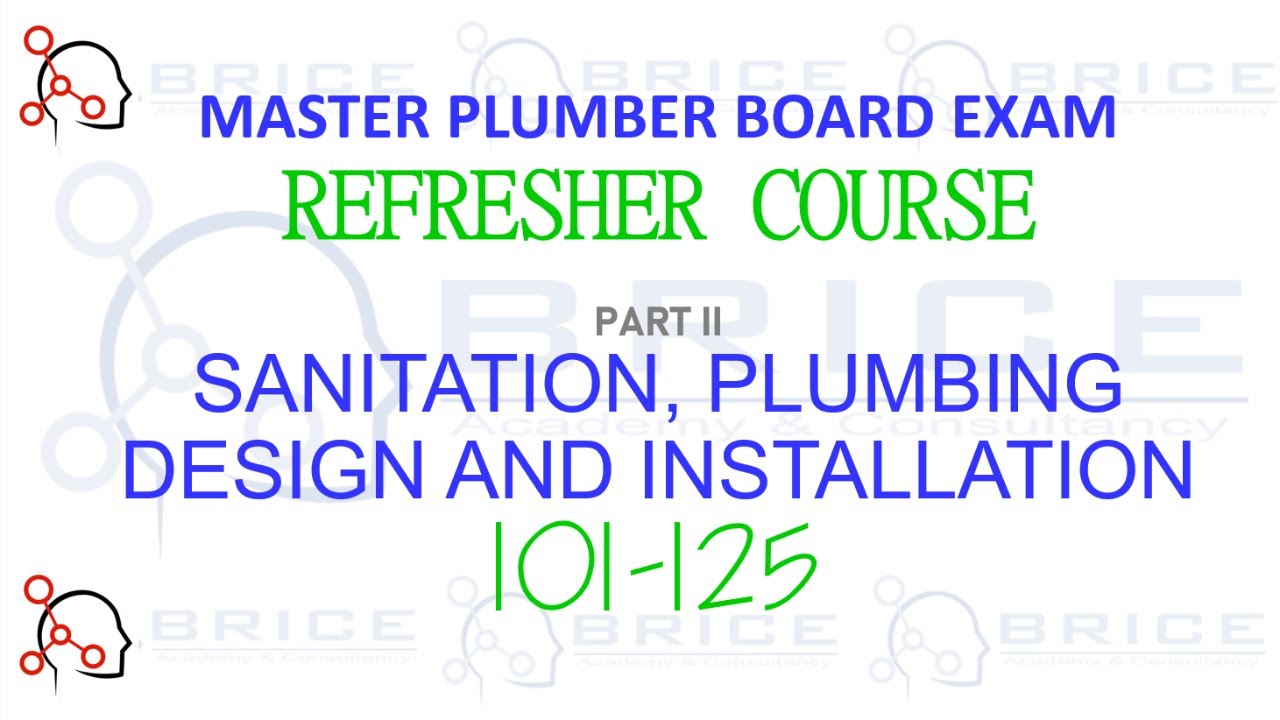 MASTER PLUMBER BOARD EXAM REFRESHER - SPDI 101-125 - YouTube