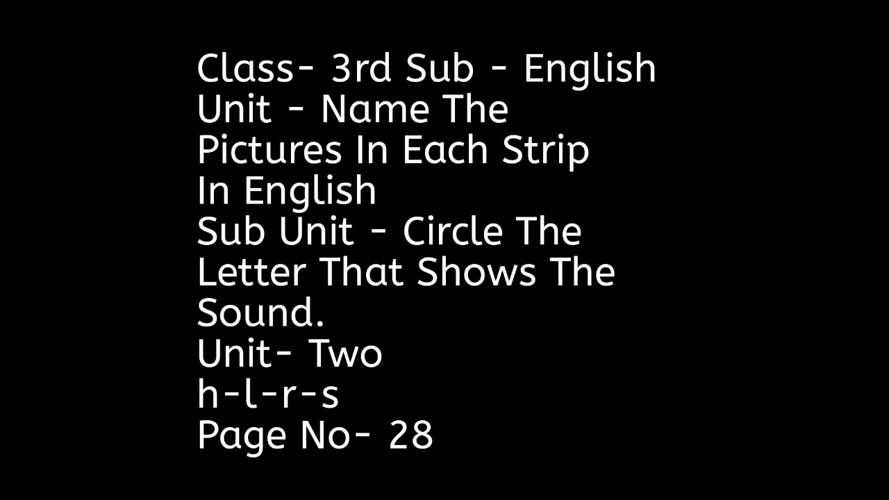 Sub- English Class-3rd Name The Pictures - YouTube