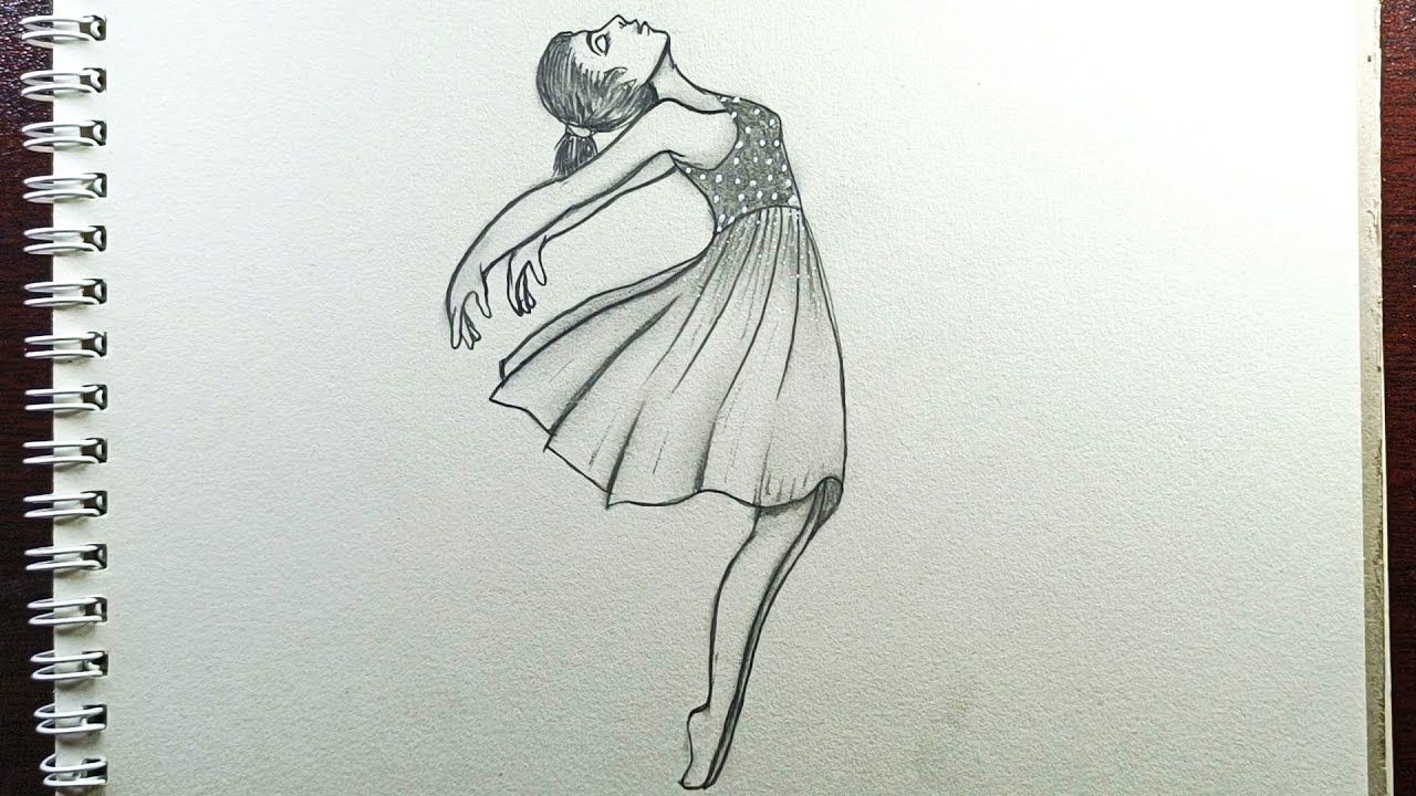 Easy to draw beautiful dancing girl - Very easy beginner drawing - YouTube