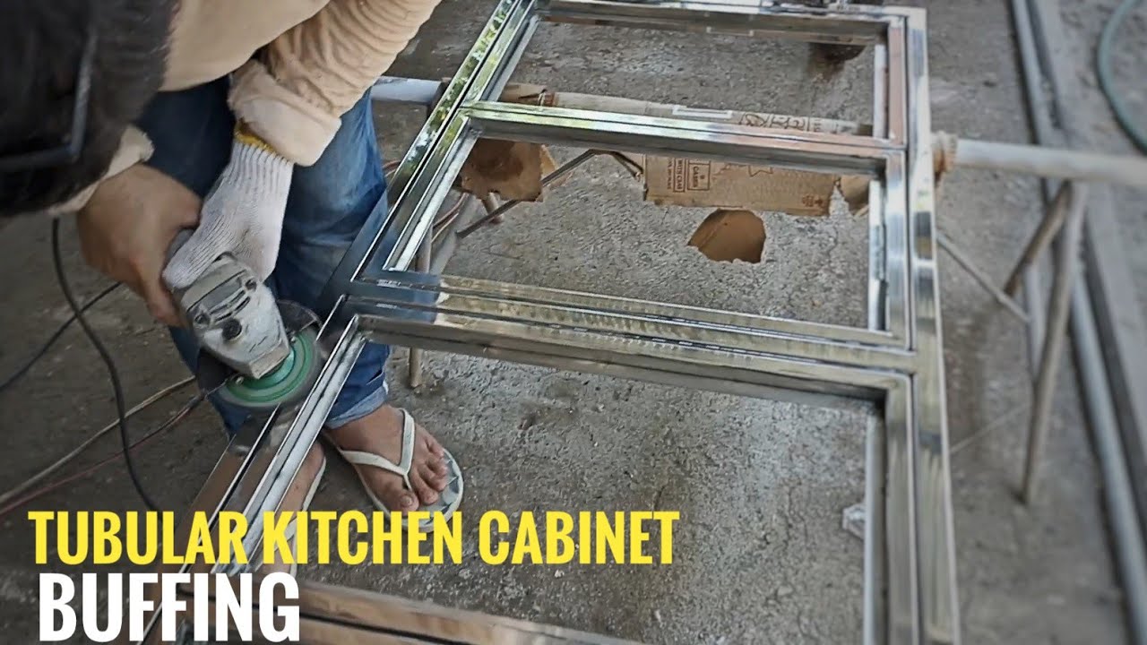 Pag buffing ng tubular kitchen cabinet (progress update) - YouTube