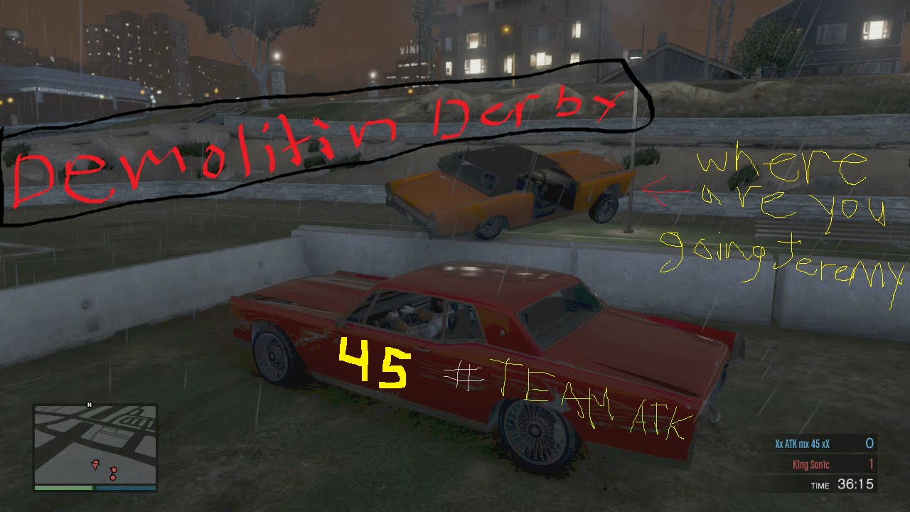GTA V Demolition Derby | JERMEY GOES OVER THE BARRIERS, DASHIE IS ...