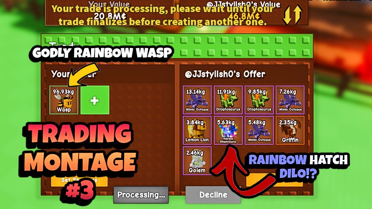 Trading Montage #3 RAINBOW HATCH DILOS & RED KITSUNES!? Grow A Garden ...