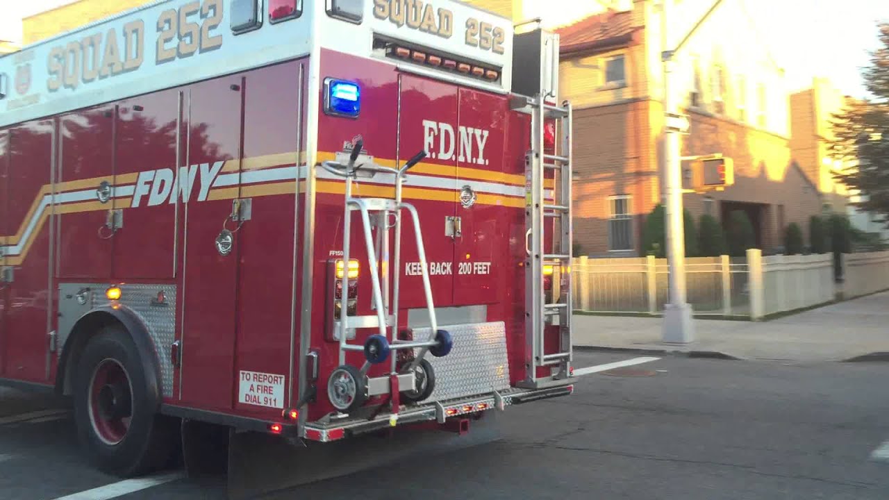 FDNY SQUAD 252 & IT'S BRAND NEW 2ND PIECE TAKING UP FROM PITKIN AVE. IN ...