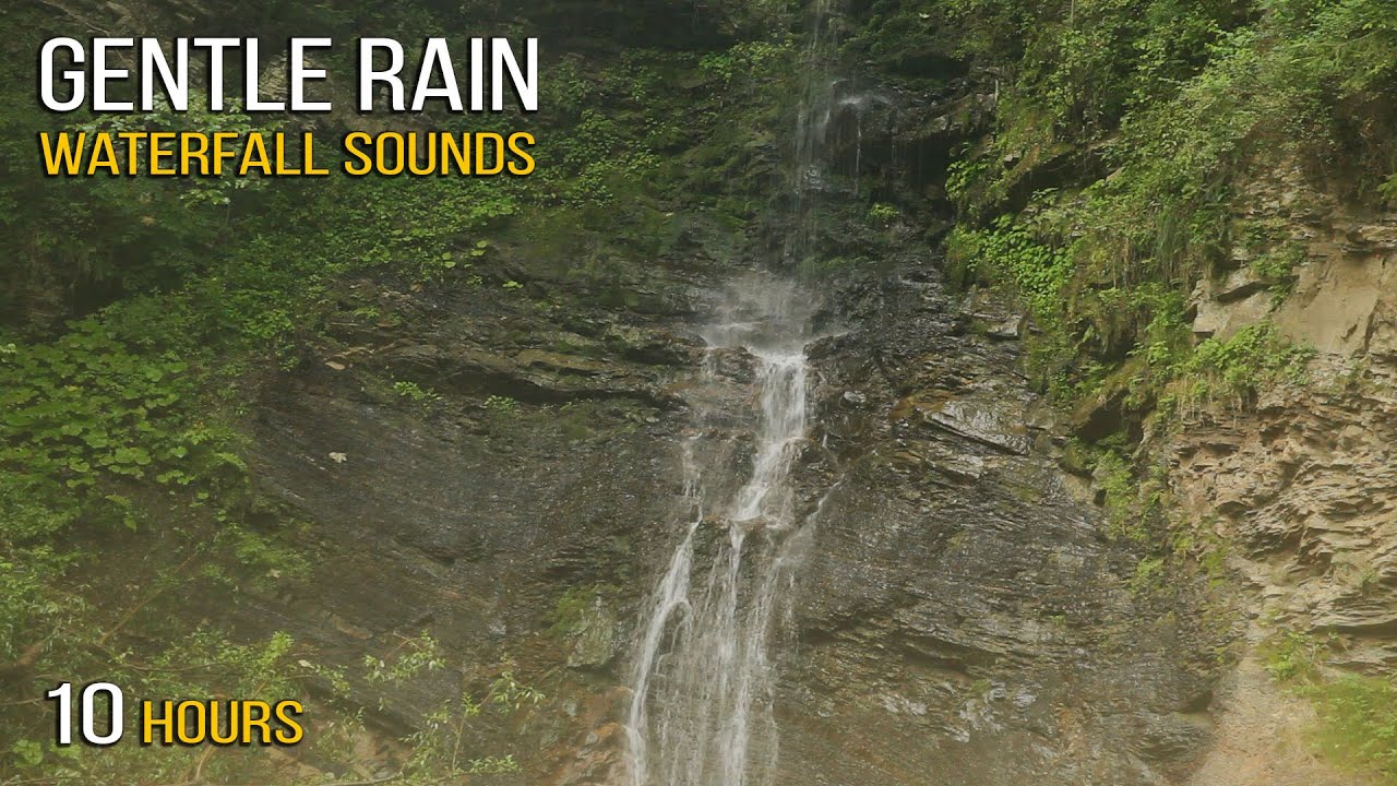 Rain on Waterfall and Gentle Thunder - Rain Sounds for Sleeping, Study ...