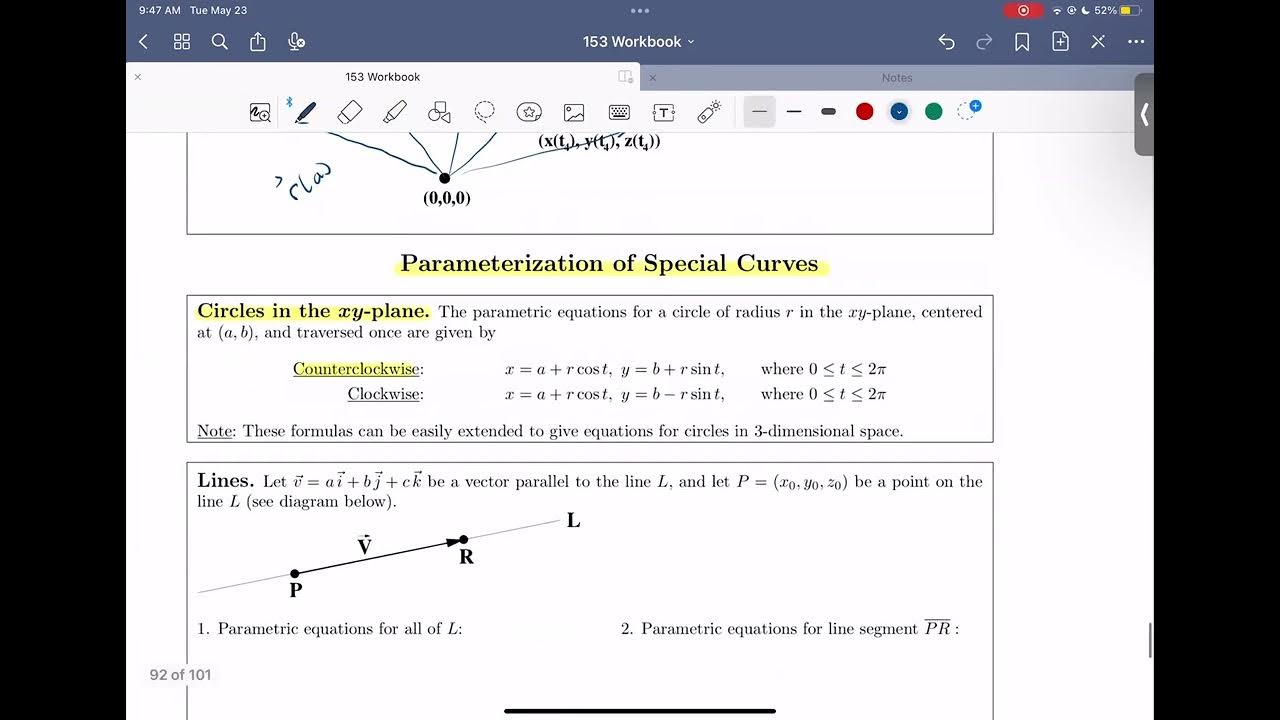 17.1: Parametrized Curves, Part 7 - YouTube