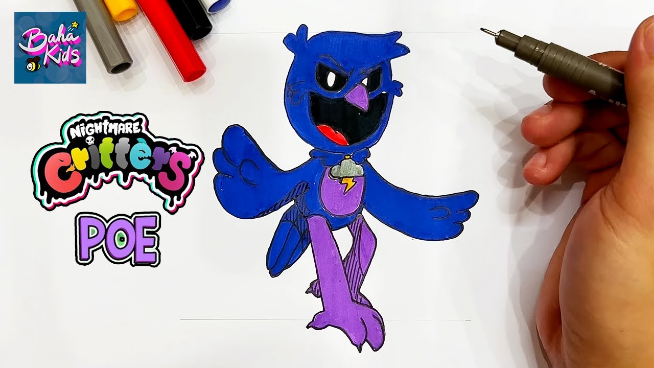 Vẽ Poe đơn giản - How to draw Poe - Poppy Playtime Chapter 4 - BAHAKIDS ...
