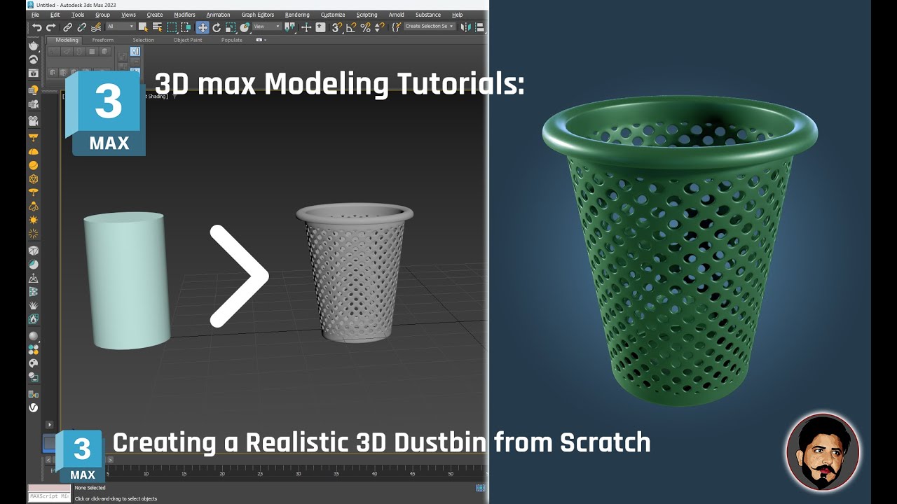 3ds Max Tutorial: Creating a Realistic 3D Dustbin from Scratch - YouTube