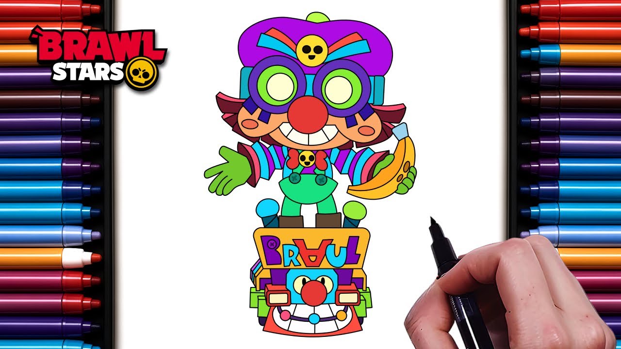 How to Draw crazy clown carl | Brawl Stars | carl New Skin | Step by ...