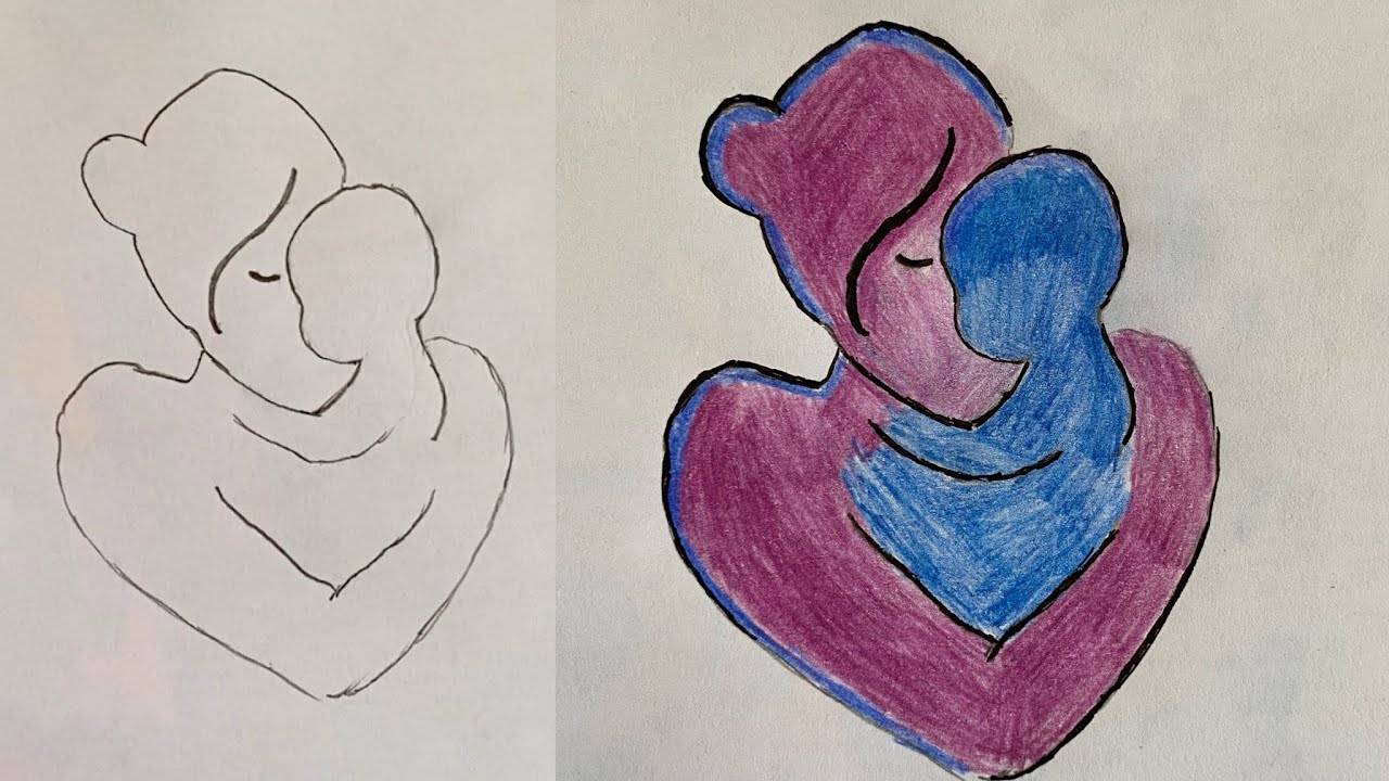 Simple mother and baby drawing step by step easy/baby drawing/mother’s ...