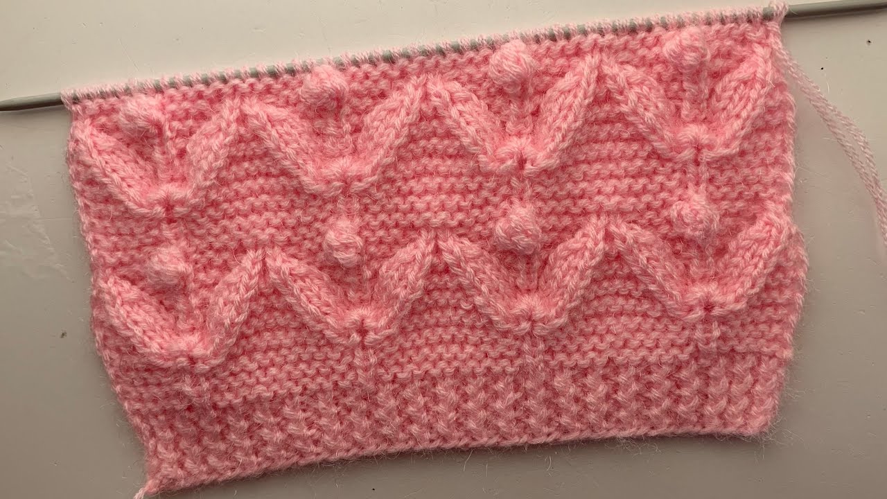 Flower Knitting Stitch Pattern For Sweater/Cardigan - YouTube