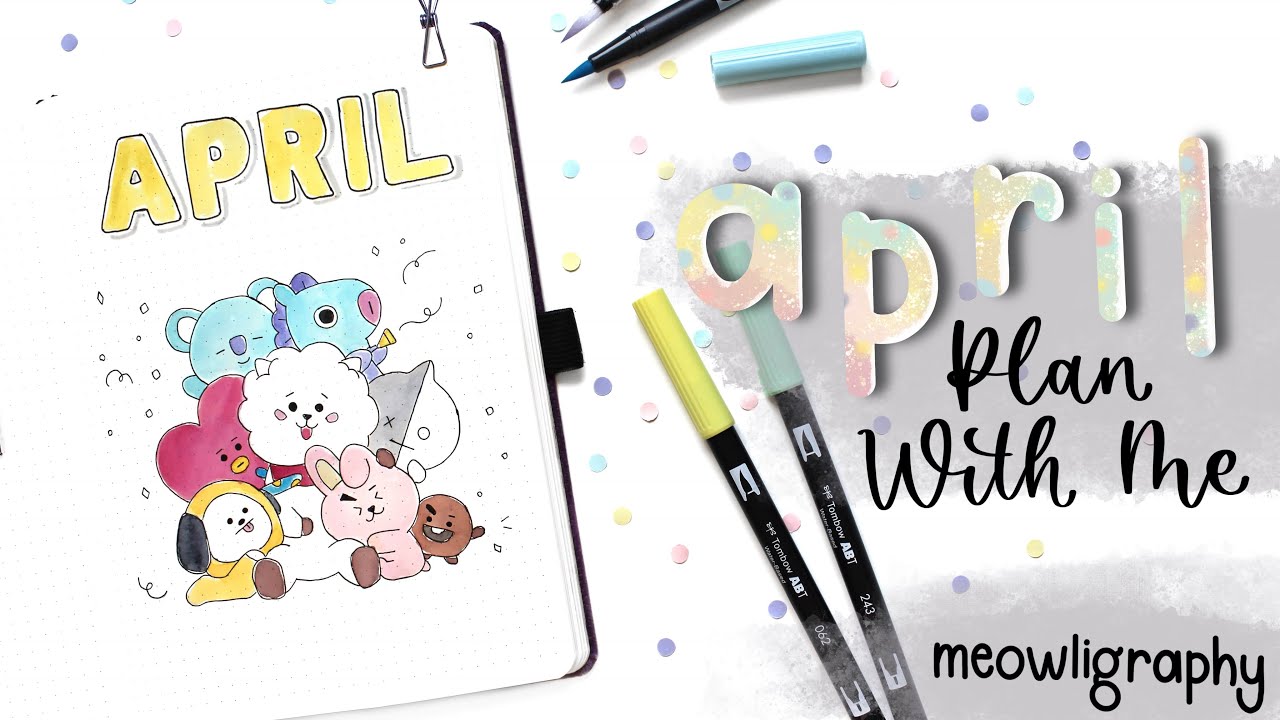 BT21 Themed Bullet Journal - April Plan With Me 2020 - YouTube