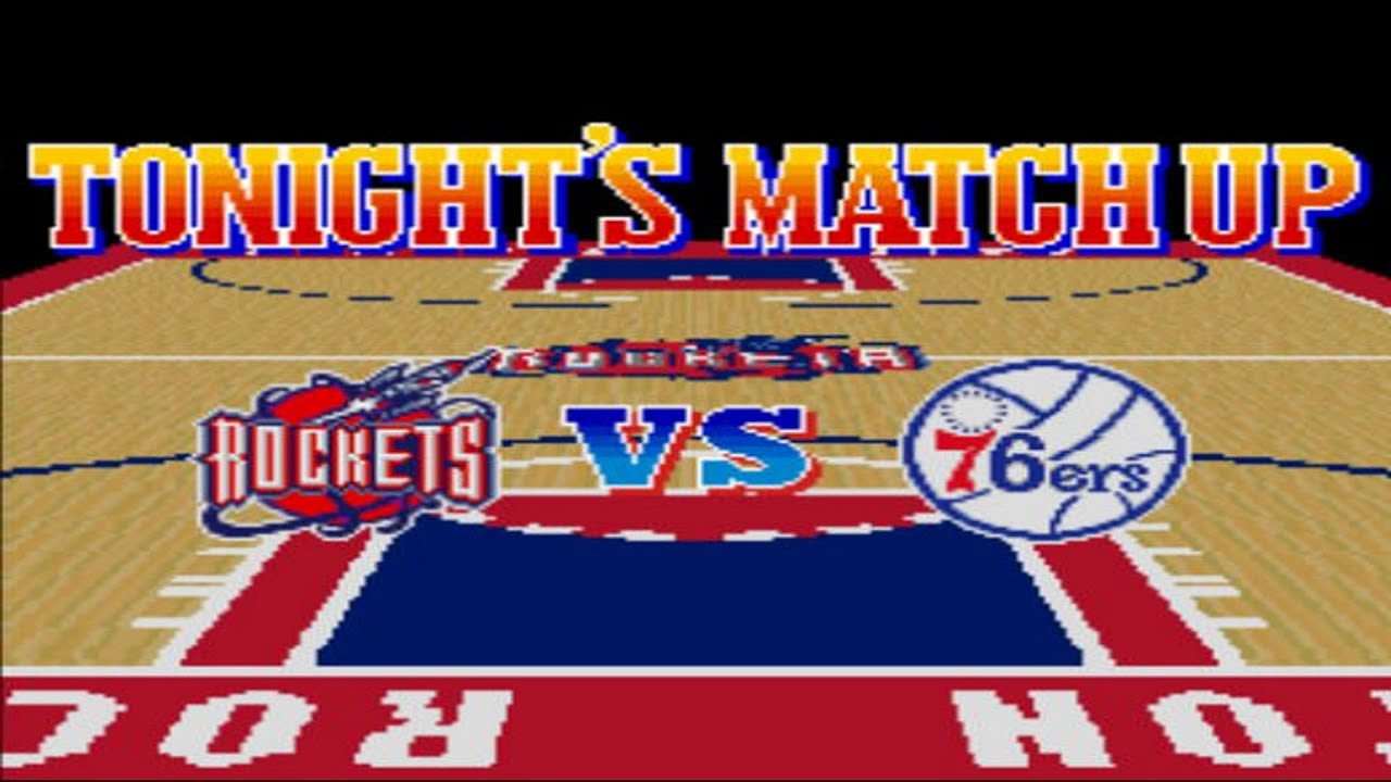 NBA Give 'N Go SNES Playthrough - Houston Rockets vs Philadelphia 76ers ...